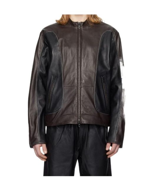 DIESEL Grained Sheepskin Jacket. Piping Throughout in Black for Men | Lyst