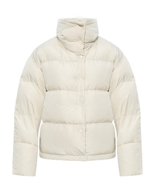 Acne Studios Logo Long-Sleeved Down Jacket in White | Lyst