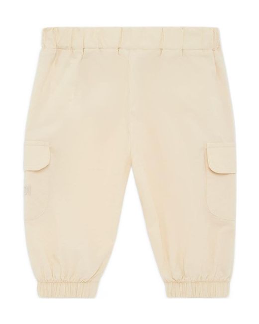 Fendi Logo-Embroidered Trousers in Natural | Lyst
