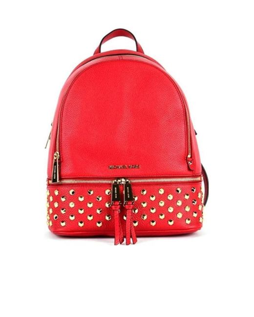 Michael Kors Rivet Detail Backpack in Red | Lyst