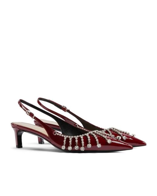 Gucci Crystal Chain High Heels in Brown | Lyst