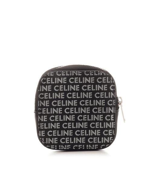 Celine All-Over Logo Leather Money Holder in Black for Men | Lyst