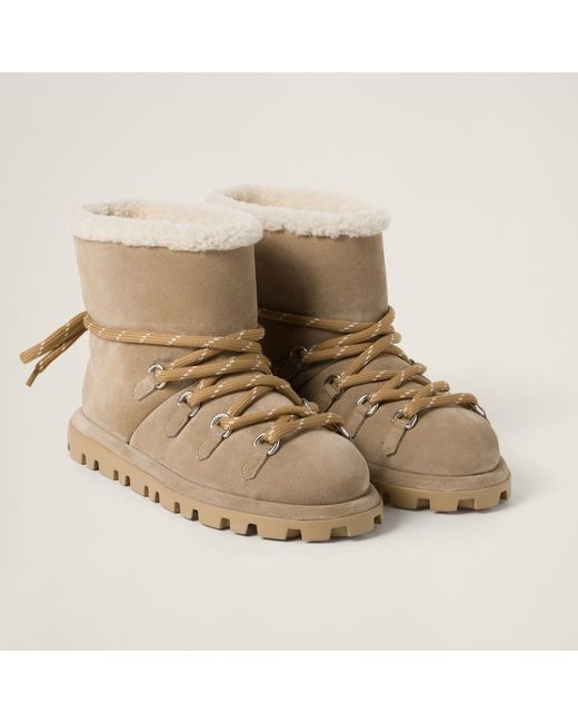Miu Miu Round-Headed Short Boots in Natural | Lyst
