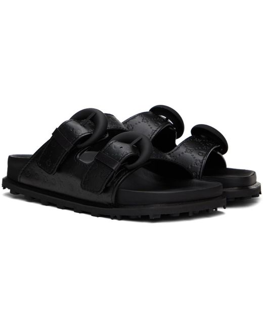 Marine Serre Logo Flat Sandals in Black for Men | Lyst