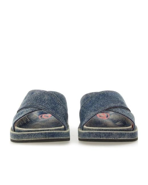 DIESEL Sa-Slide Cris Cros Denim Slides in Blue for Men | Lyst