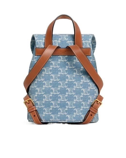 Celine Bonnie Arc De Triomphe Print Fabric Backpack in Blue | Lyst