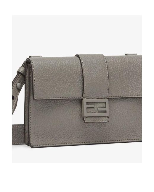 Fendi Baguette Ff Pattern Shoulder Bag in Gray for Men | Lyst