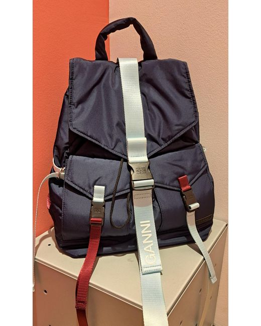Ganni Tech Tooling Backpack in Blue | Lyst