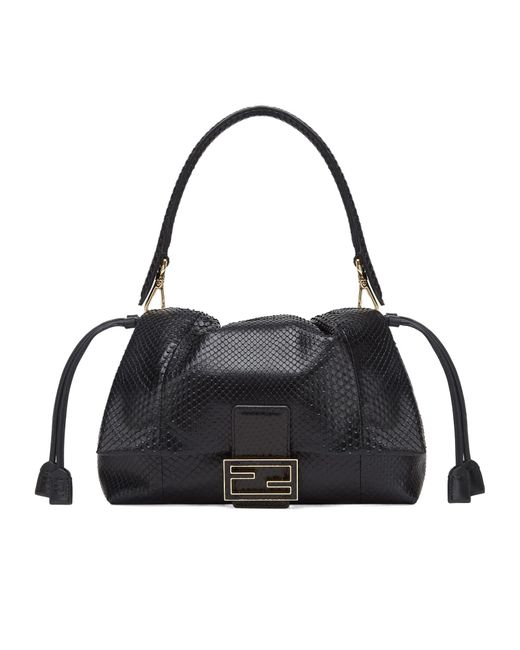 Fendi Python Leather Bag in Black | Lyst