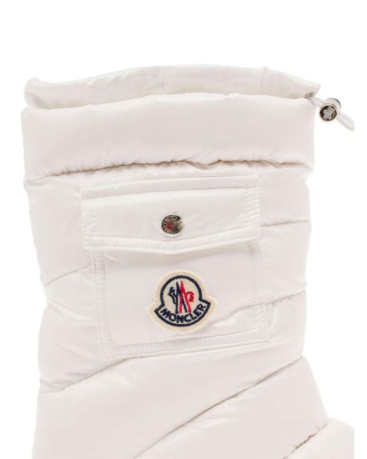 Moncler Logo Motif Patch Puffer Boots in White | Lyst