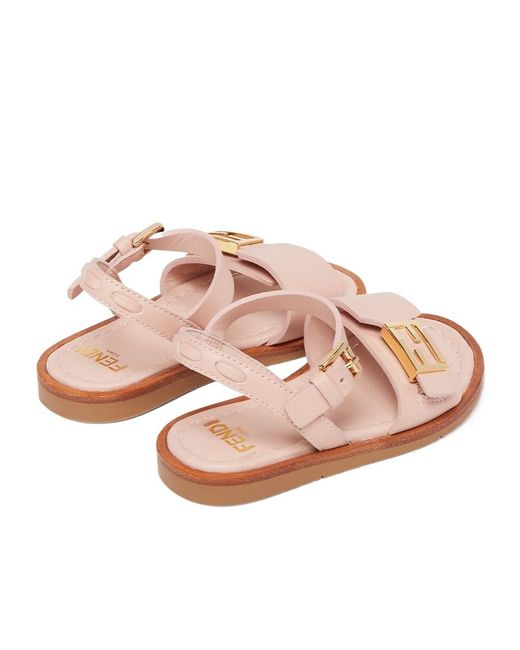 Fendi Nappa Leather First Steps Sandals in Pink | Lyst