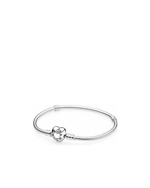 PANDORA Love Buckle Snake Bone Bracelet in White | Lyst UK