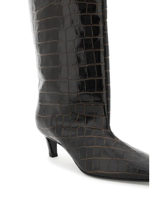 TOTEME Crocodile-Embossed Knee-High Boots in Black | Lyst