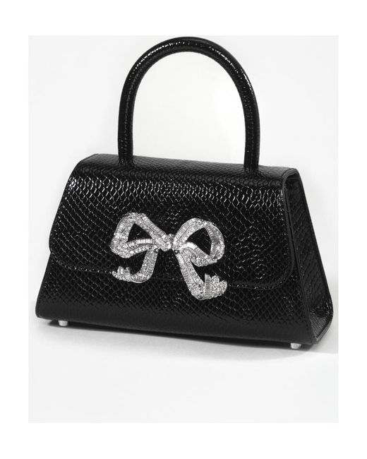 Self-Portrait The Bow Leather Mini Bag in Black | Lyst