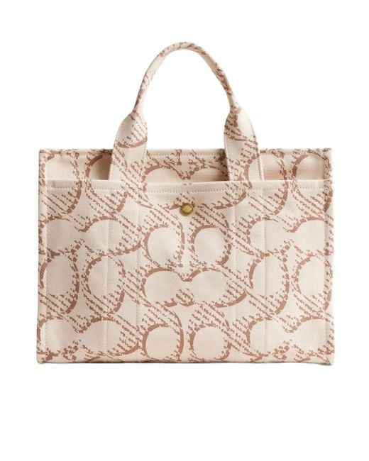 COACH Cargo Tote Bag With Signature Canvas in Natural | Lyst
