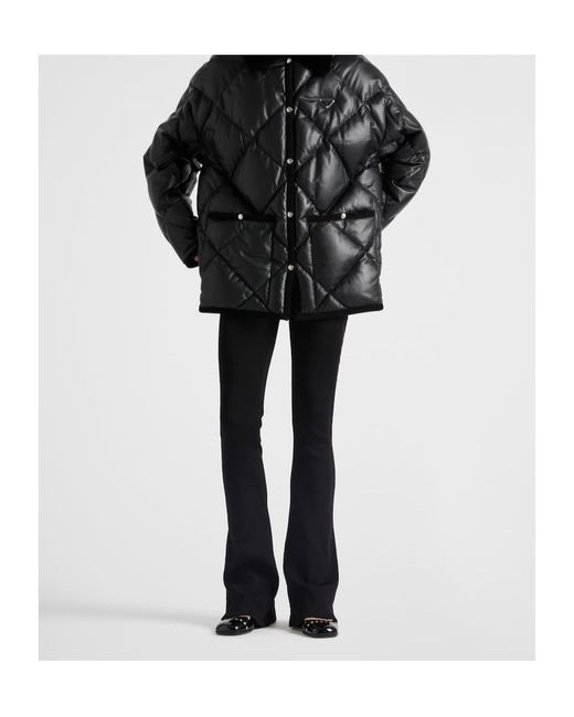 Prada Quilted Leather Jacket in Black | Lyst