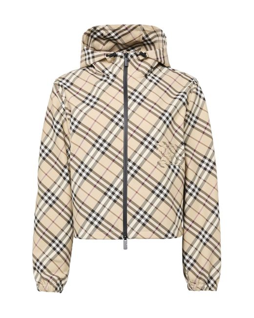 Burberry Check Short Reversible Jacket in Natural | Lyst