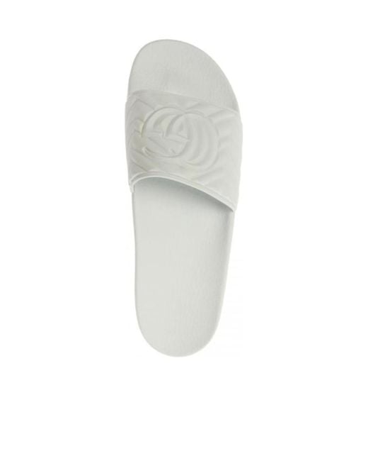 Gucci Matelassé Rubber Pool Slides in White | Lyst
