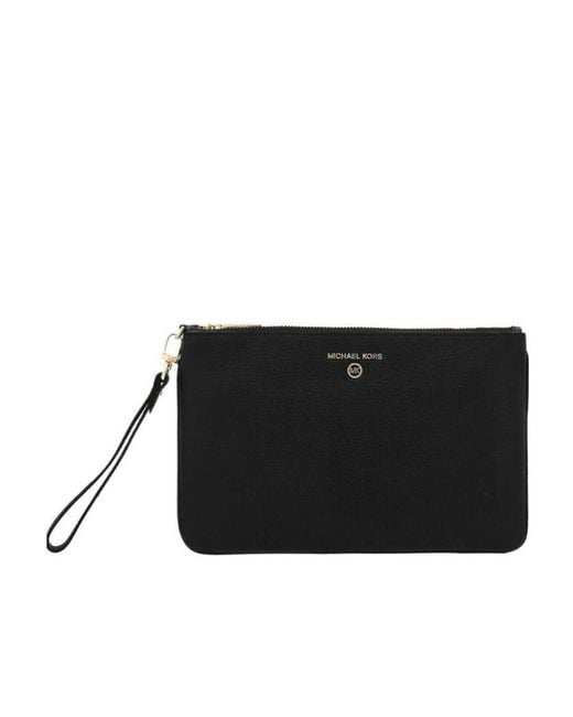 Michael Kors Logo-Lettering Flat Clutch Bag in Black | Lyst