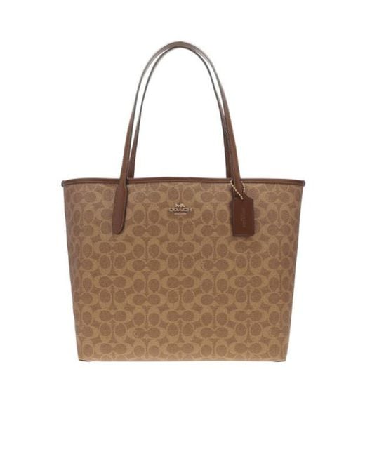 COACH Logo Pattern Tote Bag in Brown | Lyst