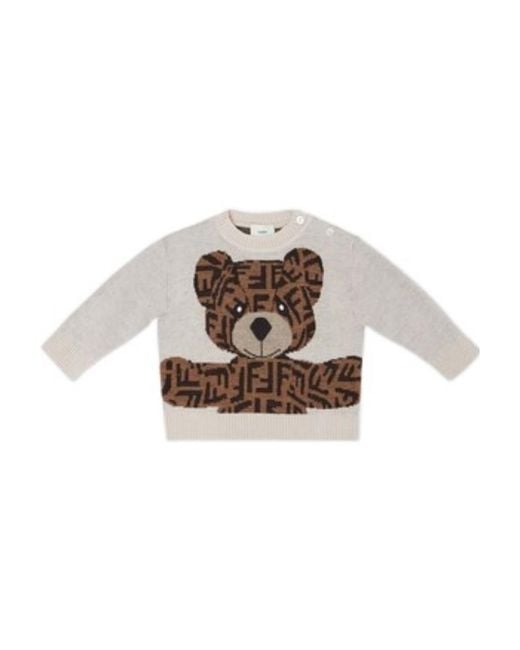 Fendi Teddy Bear Monogram-Print Jumper in White | Lyst