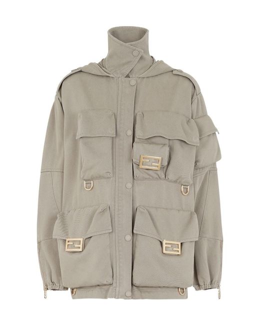 Fendi Dove Drill Jacket in Gray | Lyst