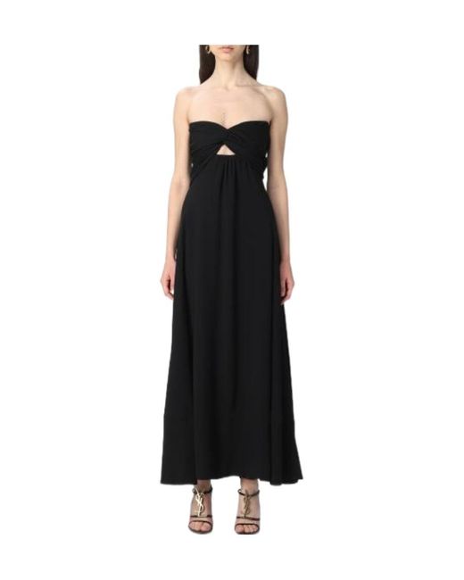 Saint Laurent Bare-Shouldered Satin Dress in Black | Lyst