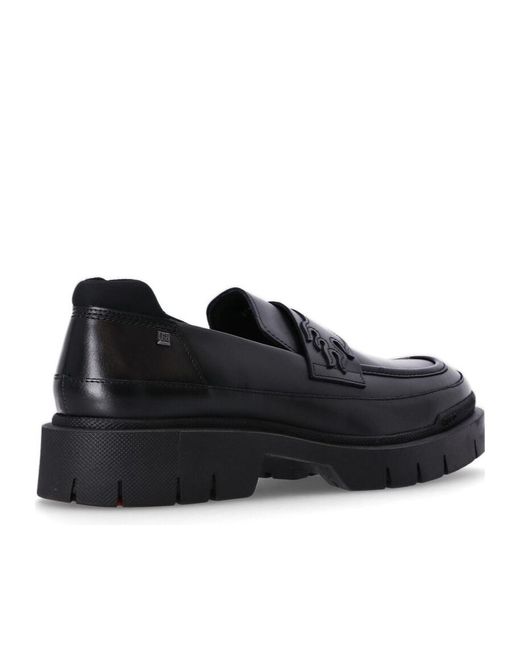 BOSS Denzel Leather Loafers in Black for Men | Lyst