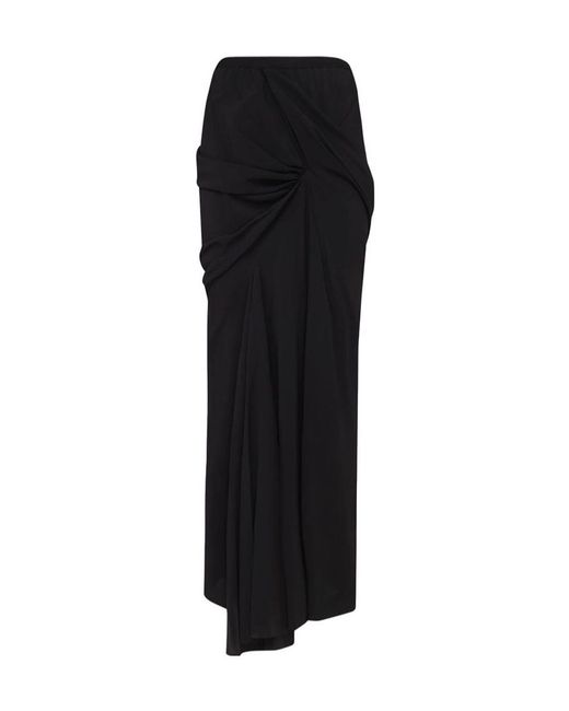 Rick Owens Seb Draped Maxi Skirt in Black | Lyst