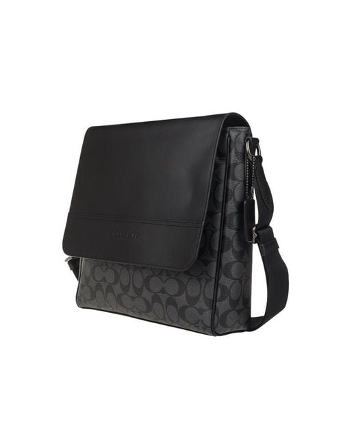 COACH Logo Printed Cross-Body Bag in Black for Men | Lyst