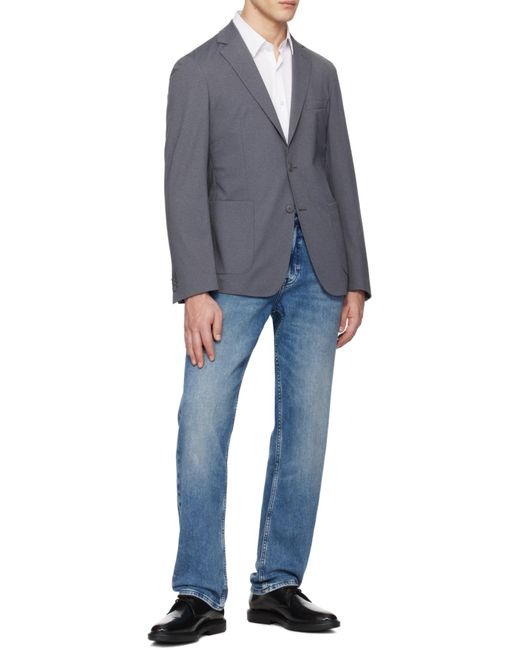 BOSS Long Sleeve Blazer in Blue for Men | Lyst