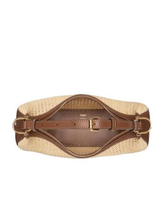 Fendi Graphy Logo Lettering Small Tote Bag in Natural | Lyst