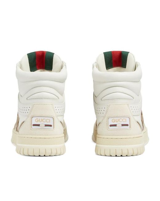 Gucci Re-Web Series High-Top Skate Shoes in Natural | Lyst