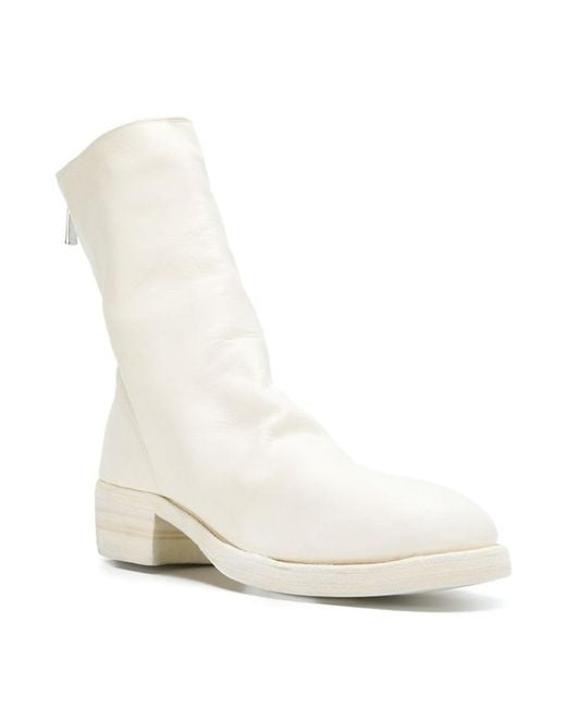 Guidi Logo Back-Zip Boots in White | Lyst