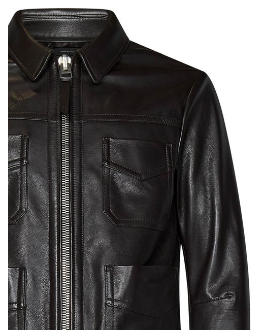 Tom Ford Unlined Grained-Texture Leather Jacket in Black for Men | Lyst