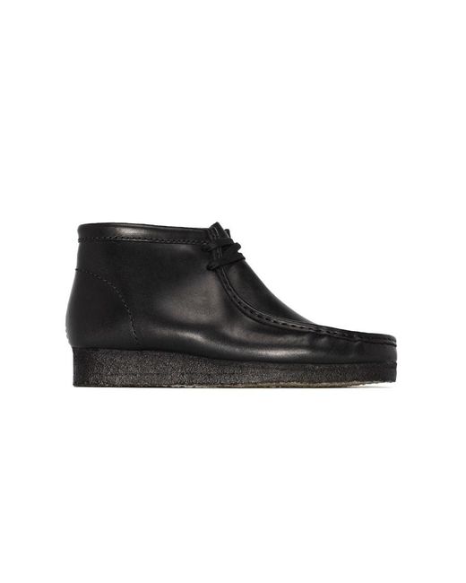 Clarks Wallabee Leather Desert Boots in Black for Men | Lyst