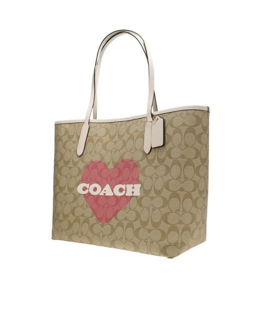 COACH Logo Tote Shoulder Bag in White | Lyst