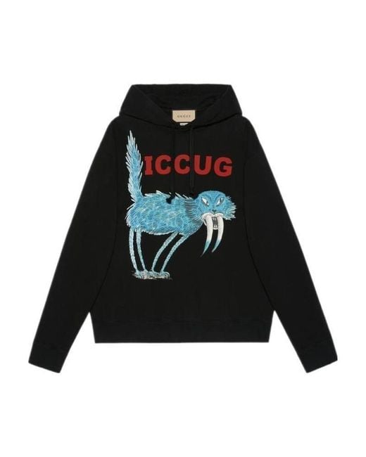 Gucci X Freya Hartas Iccug Hoodie in Black for Men | Lyst