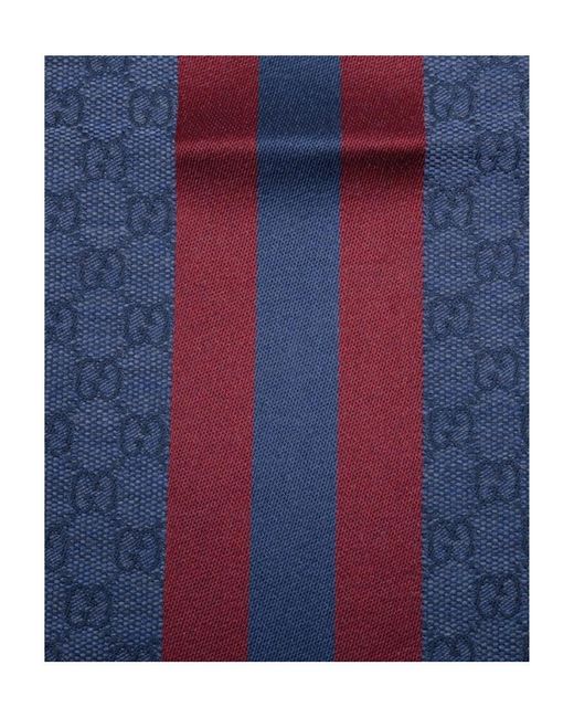 Gucci Stripe Detail Scarf in Blue | Lyst