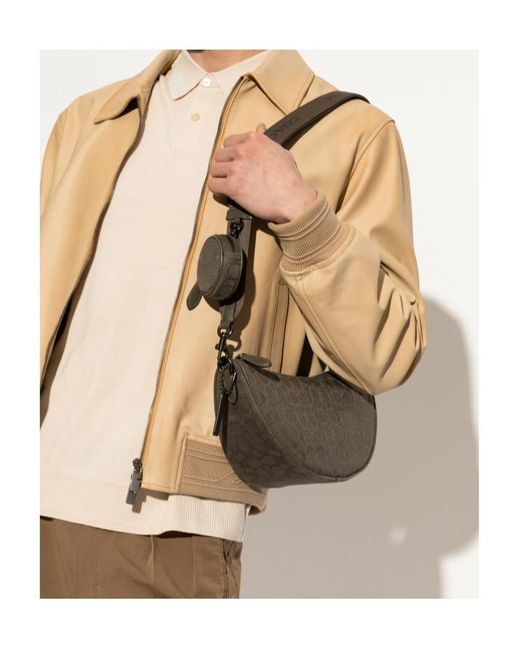 COACH Zipper Shoulder Bag in Gray for Men | Lyst