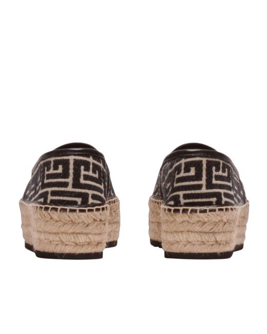 Balmain Alex Interwoven Letter Jacquard Shoes in Brown | Lyst
