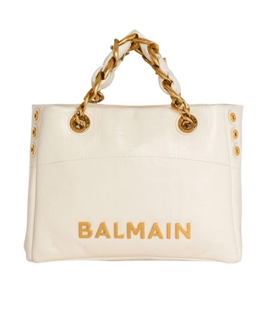 Balmain Alphabet Shoulder Bag in Natural | Lyst