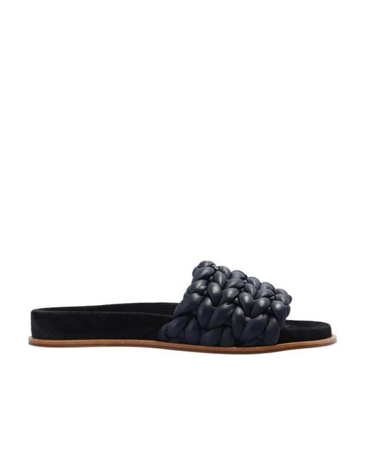 Chloé Leather Woven Detail Slippers | Lyst