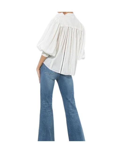 Alice + Olivia Cotton Blouse in White | Lyst UK