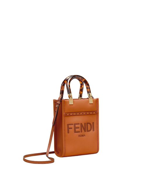 Fendi Mini Sunshine Shopper Bag in Brown | Lyst
