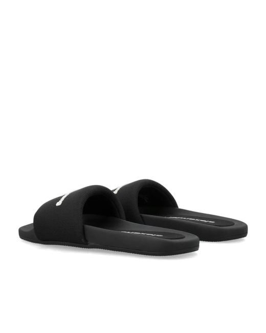 Alexander Wang Contrast Logo Slippers in Black | Lyst