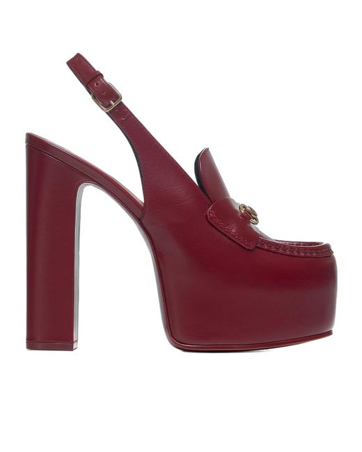 Gucci Horsebit Platform Loafer Slingback in Red | Lyst