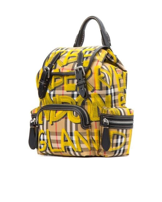 Burberry Classic Plaid Graffiti Backpack in Yellow | Lyst