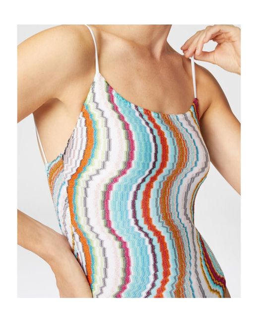 Missoni One-Piece Swimsuit With Wave Pattern in White | Lyst