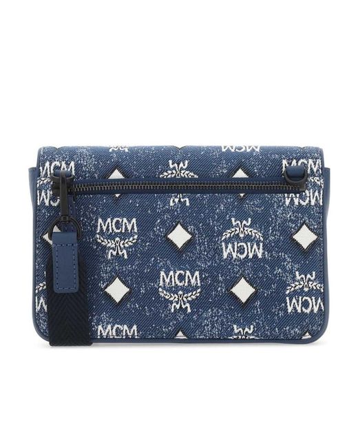 MCM Logo Retro Shoulder Bag in Blue | Lyst